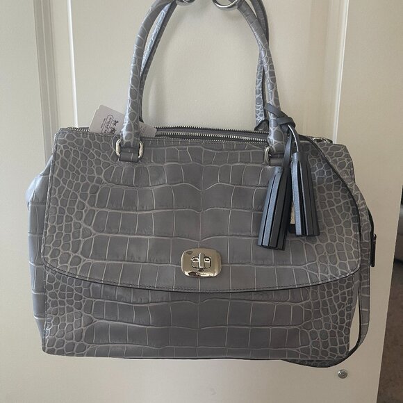 Coach | Bags | Coach Crocodile Embossed Bag In Grey Quartz | Poshmark